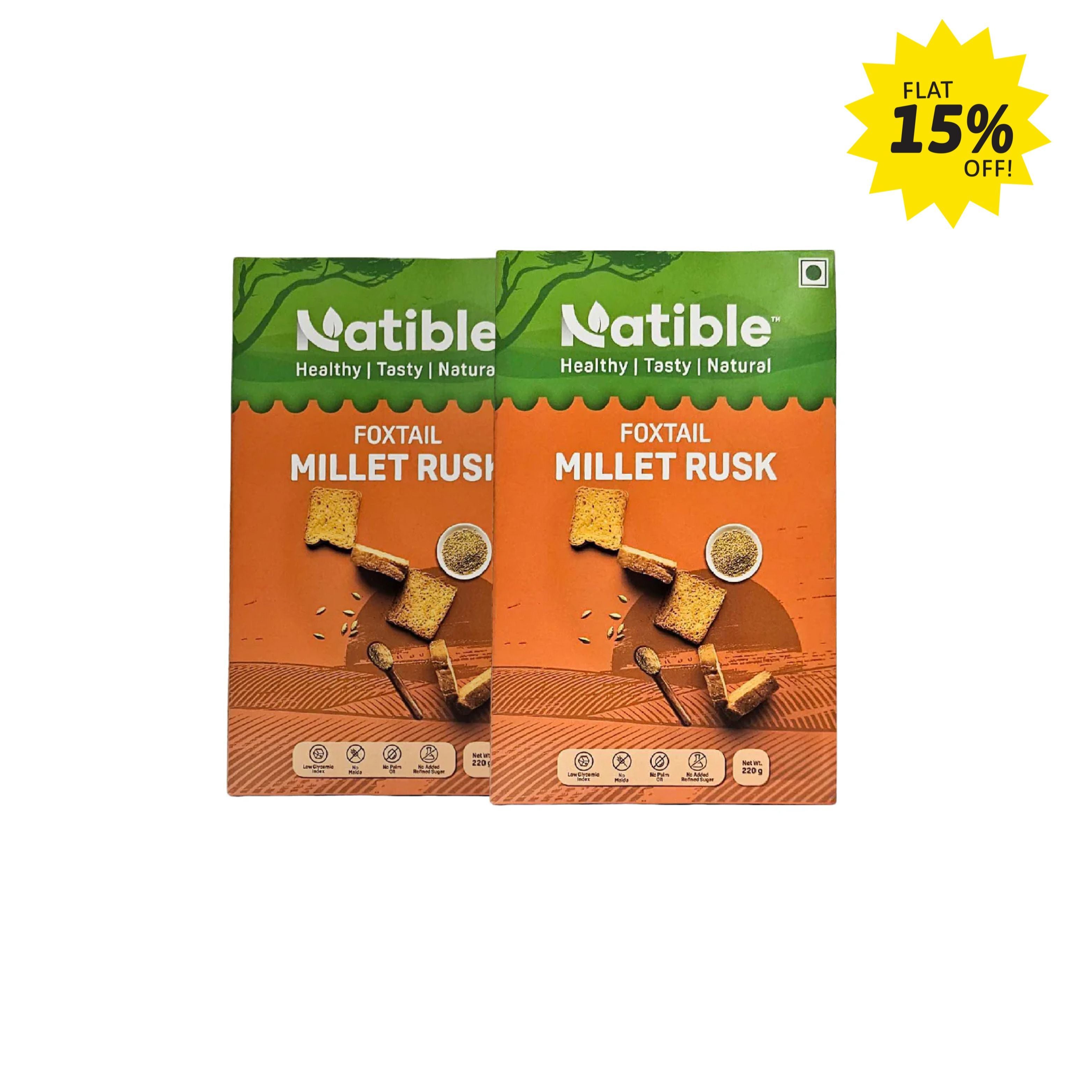 Natible Foxtail Millet Rusk (Pack of2) - Veeha Foods