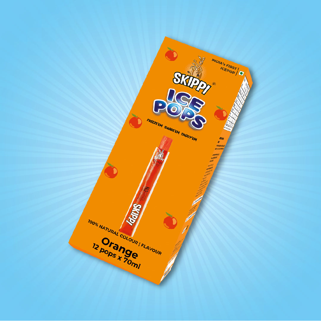 Skippi Orange Flavor Ice Pop - 12 Ice Pops - Veeha Foods