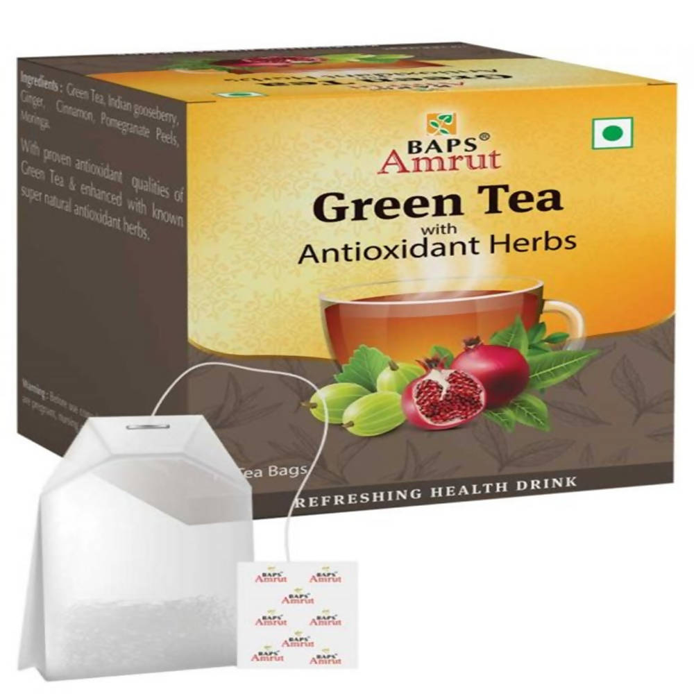 Baps Amrut Green Tea With Antioxidant Herbs- 10 bags - Veeha Foods