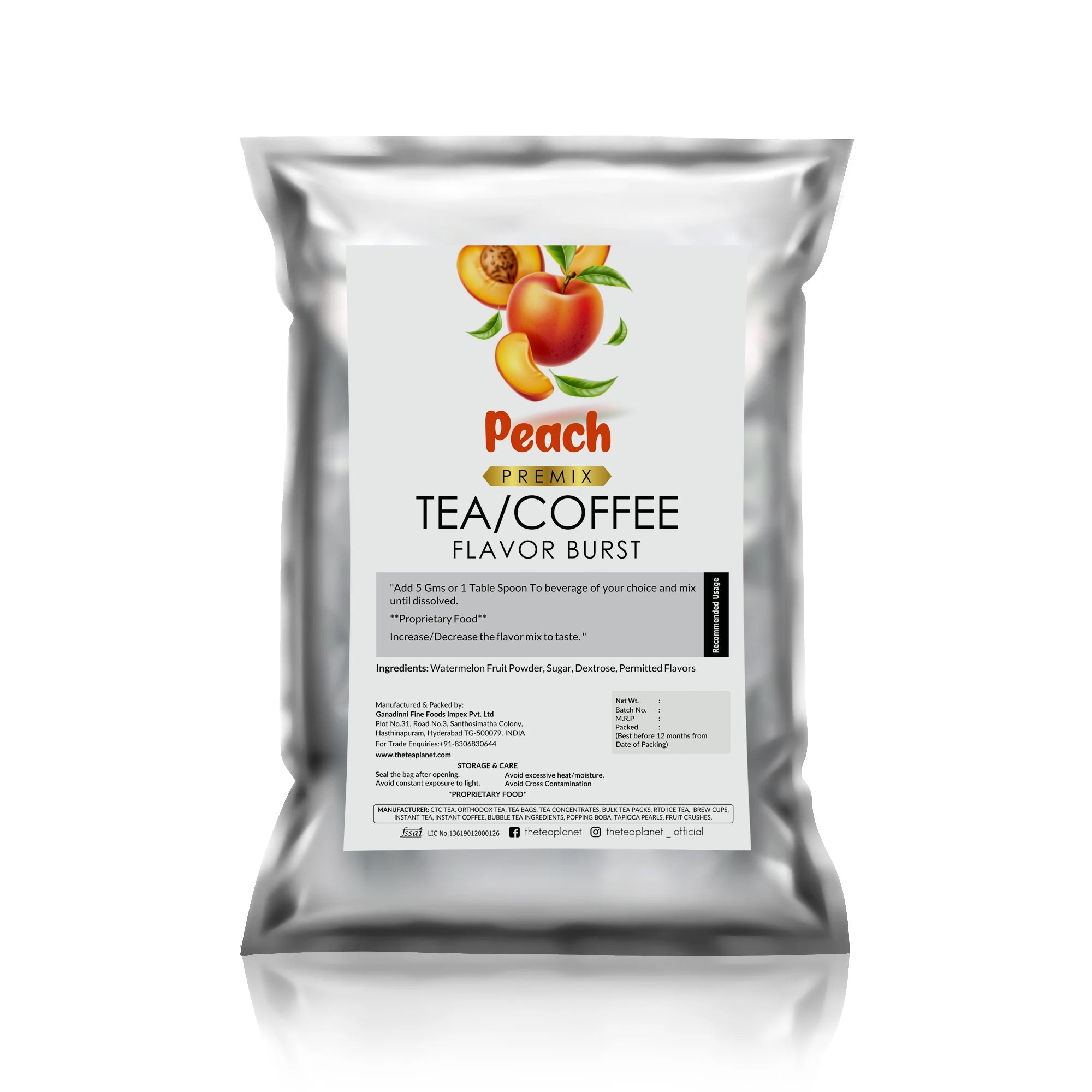 The Tea Planet Peach Flavor Burst - 1 kg - Veeha Foods