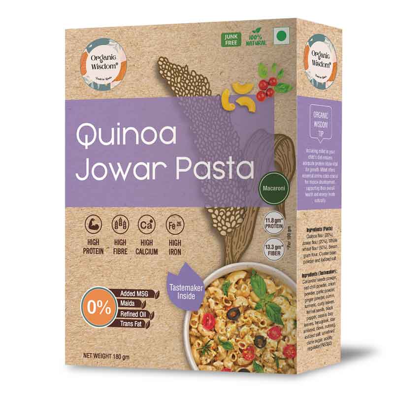 Organic Wisdom Quinoa Jowar Pasta - 180 gms - Veeha Foods