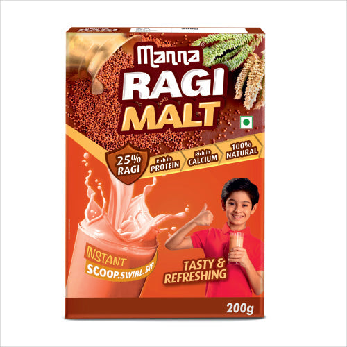 Manna Foods Ragi Malt Ragi Natural Rich In Protein & Calcium - 200 gms ...