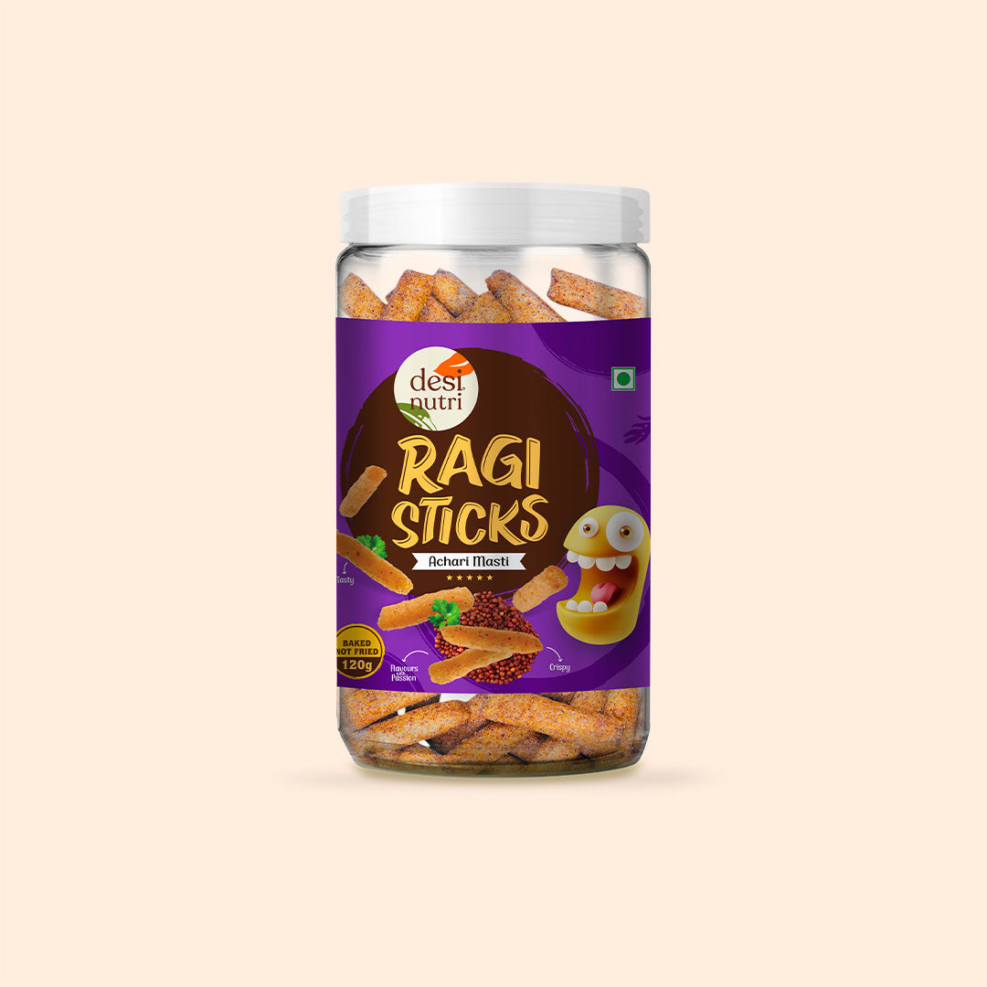 Desinutri Foods Ragi Sticks Achari Masti - 120 gms – Veeha Foods