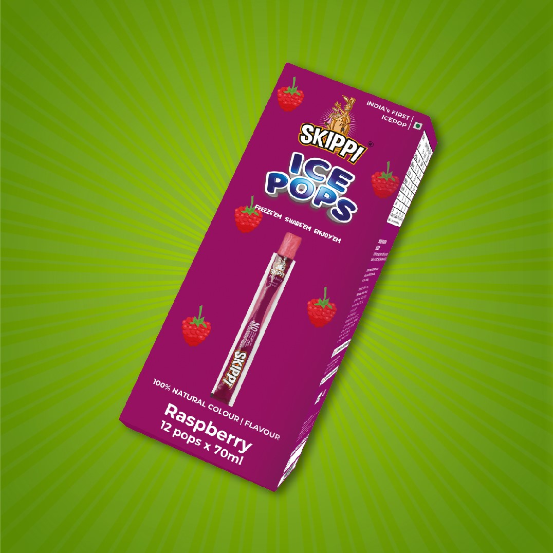 Skippi Raspberry Flavor Ice Pop - 12 Ice Pops - Veeha Foods