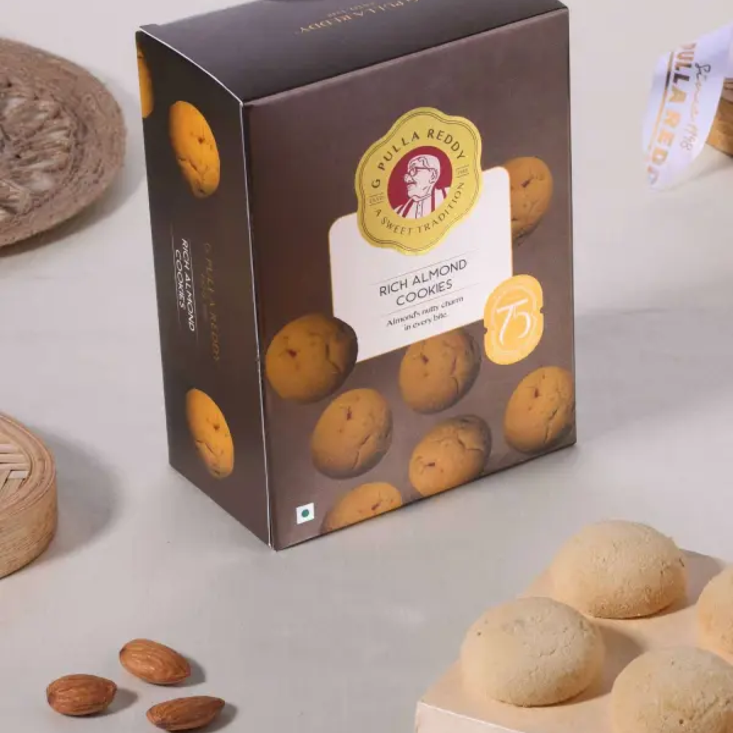 G.Pulla Reddy Rich Almond Cookies -150gms - Veeha Foods