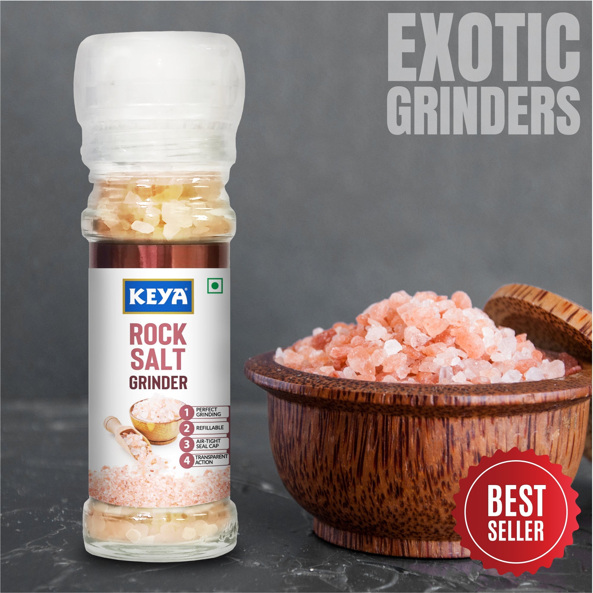Keya Rock Salt Grinder - 100 gms - Veeha Foods