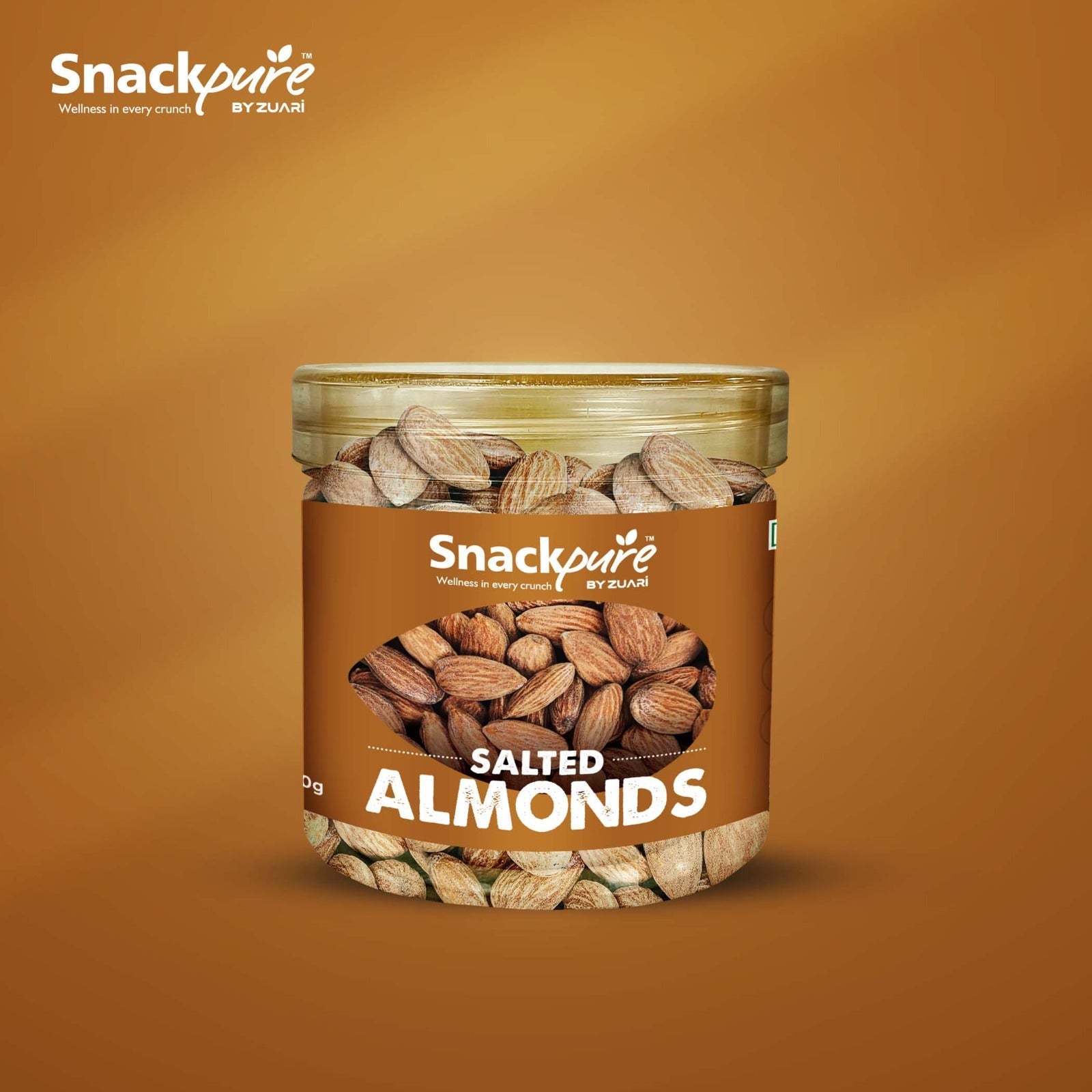 SnackPure Roasted Salted Almond - 200 gms - Veeha Foods