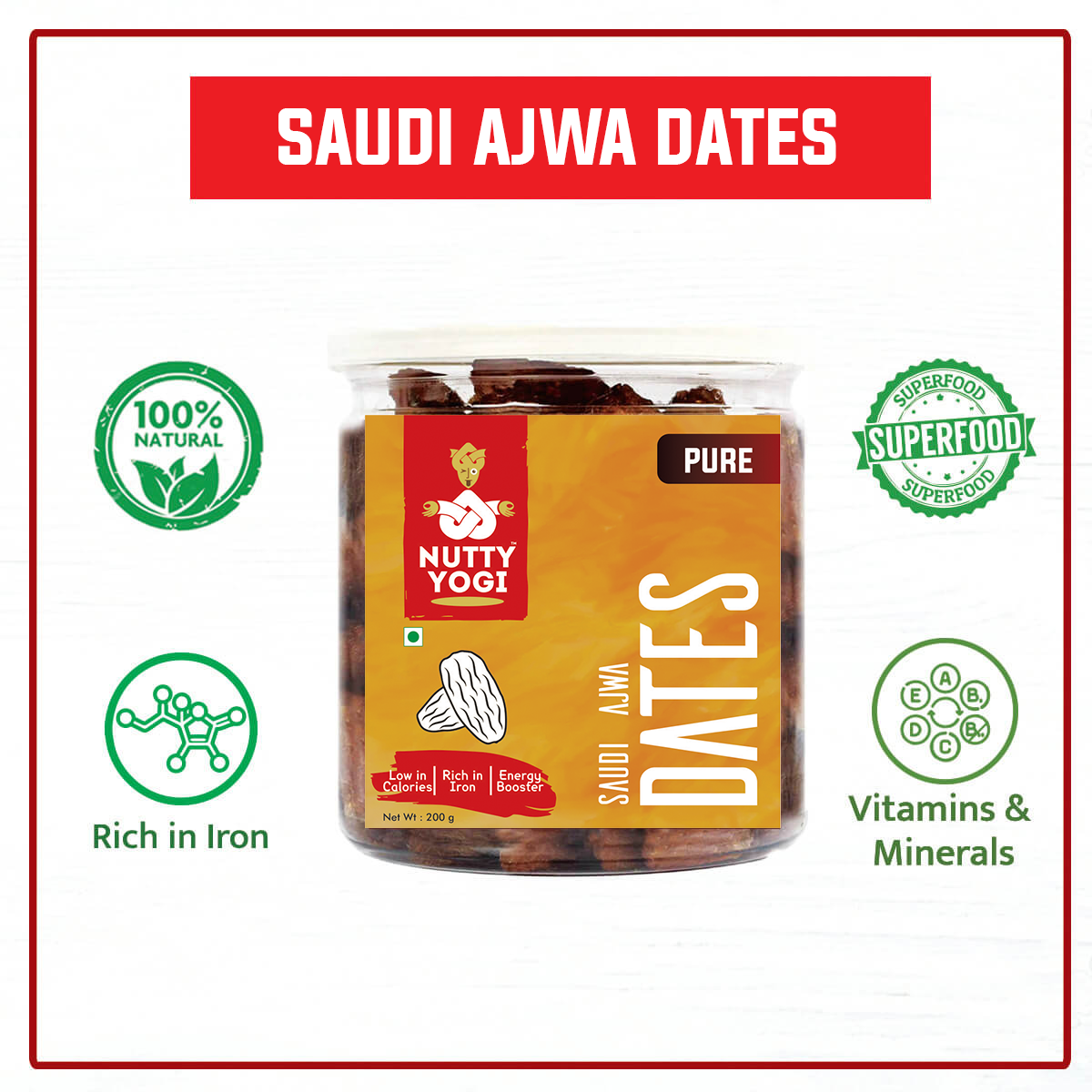 Nutty Yogi Premium Awja Dates -200 gms – Veeha Foods