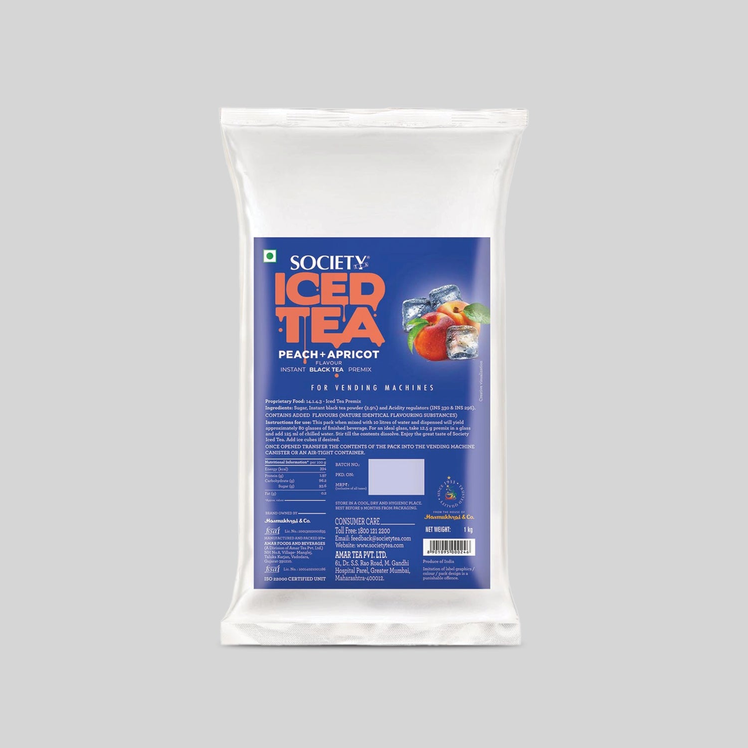 Society Tea Iced Tea Peach & Apricot Premix Pouch - Veeha Foods