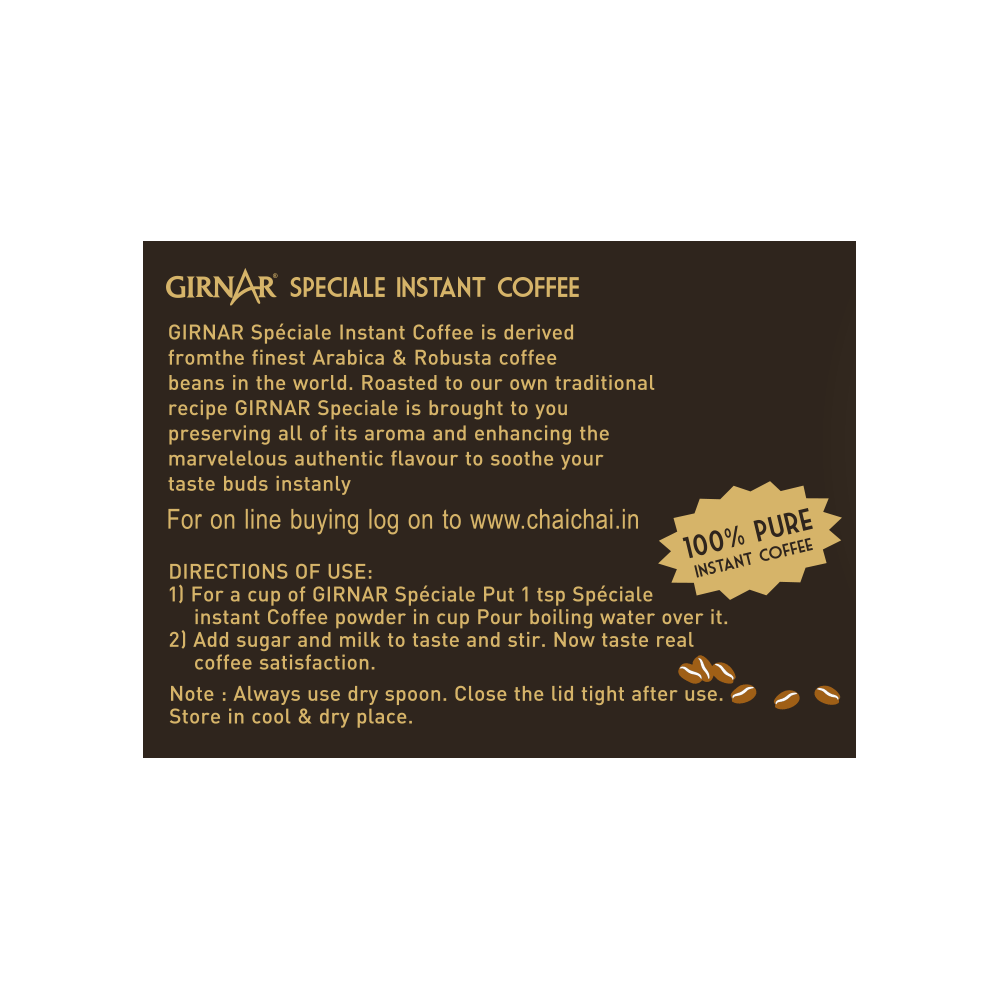 Girnar Speciale Instant Coffee - 50 gms - Veeha Foods