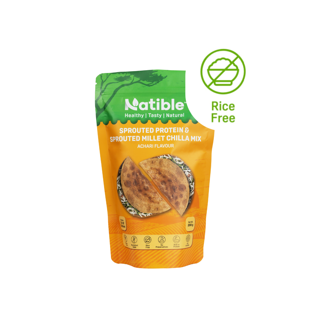 Natible Sprouted Protein and Sprouted Millet Chilla Mix - Achari Flavo ...