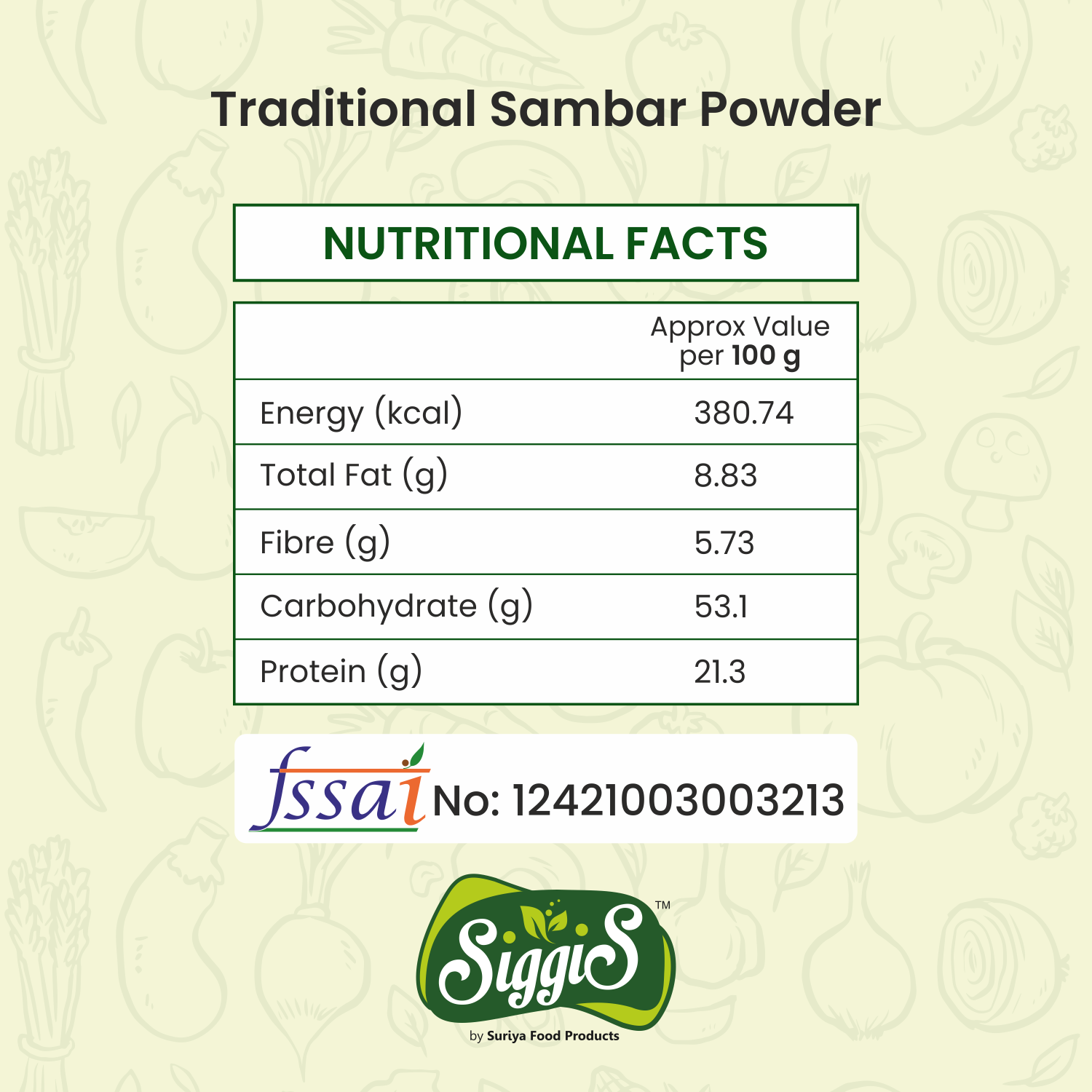 SiggiS Traditional Sambar Powder – Veeha Foods