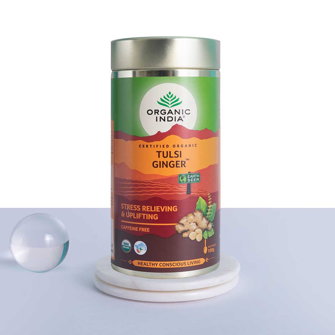 Organic India Tulsi Ginger Tin - 100 gms – Veeha Foods