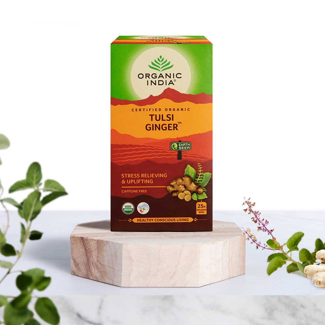 Organic India Tulsi Ginger - 25 Teabags - Veeha Foods