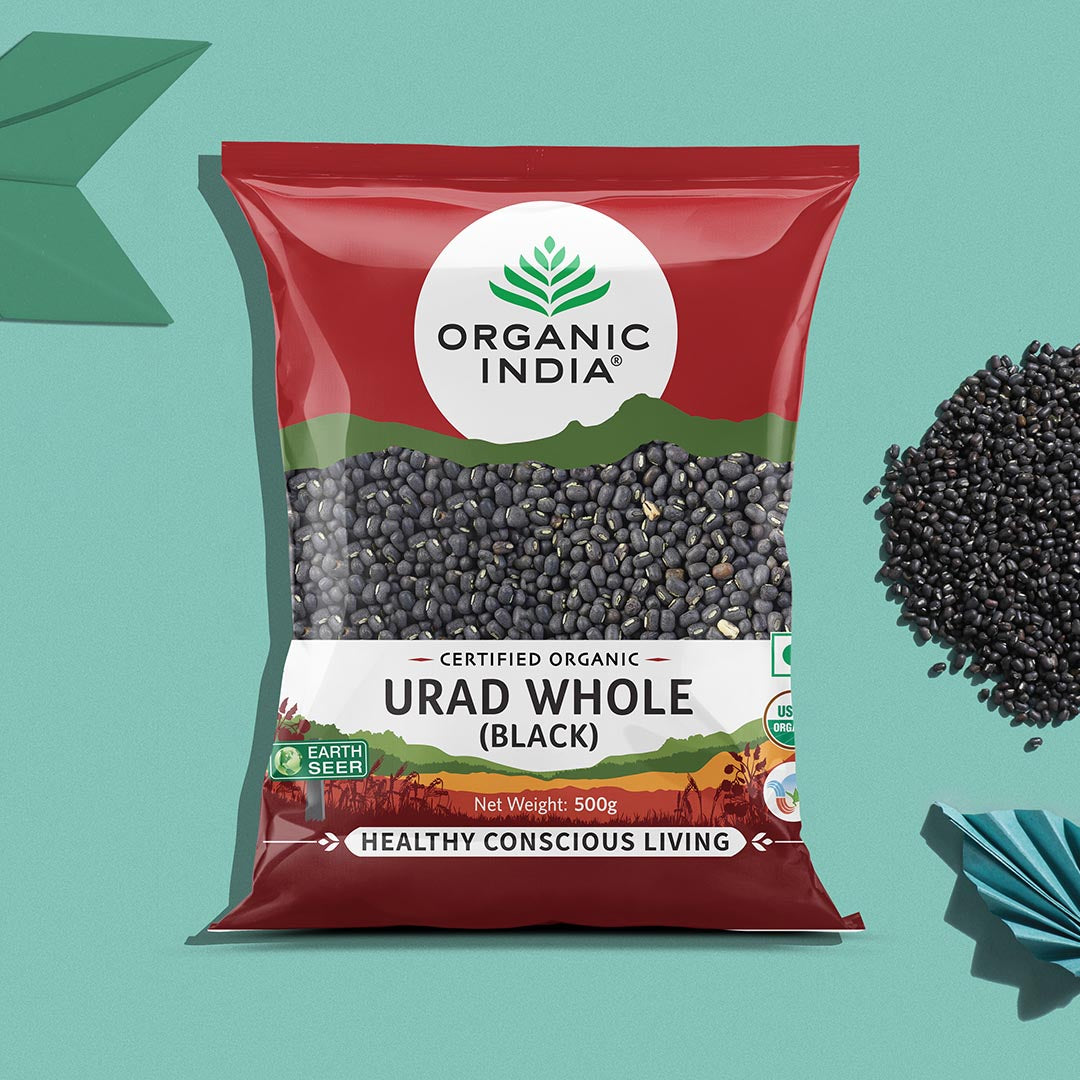 Organic India Urad Whole (Black) - 500 gms - Veeha Foods