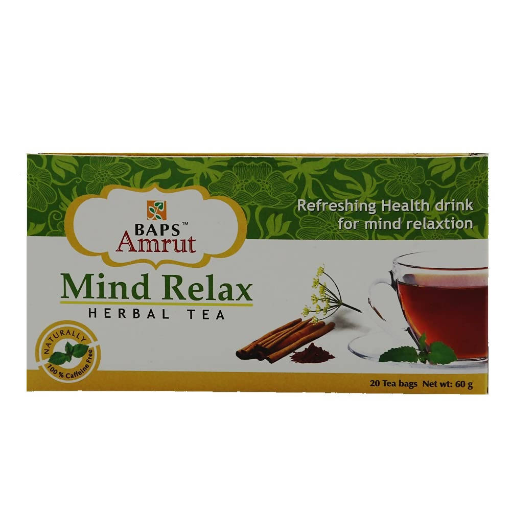 Baps Amrut Mind Relax Herbal Tea Bags - 60 gms - Veeha Foods