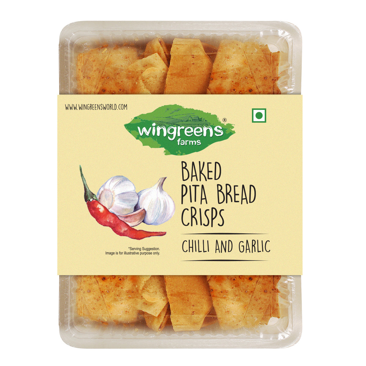 Wingreens Farms Baked Chilli Garlic Pita Bread Crisps - 100 gms – Veeha ...