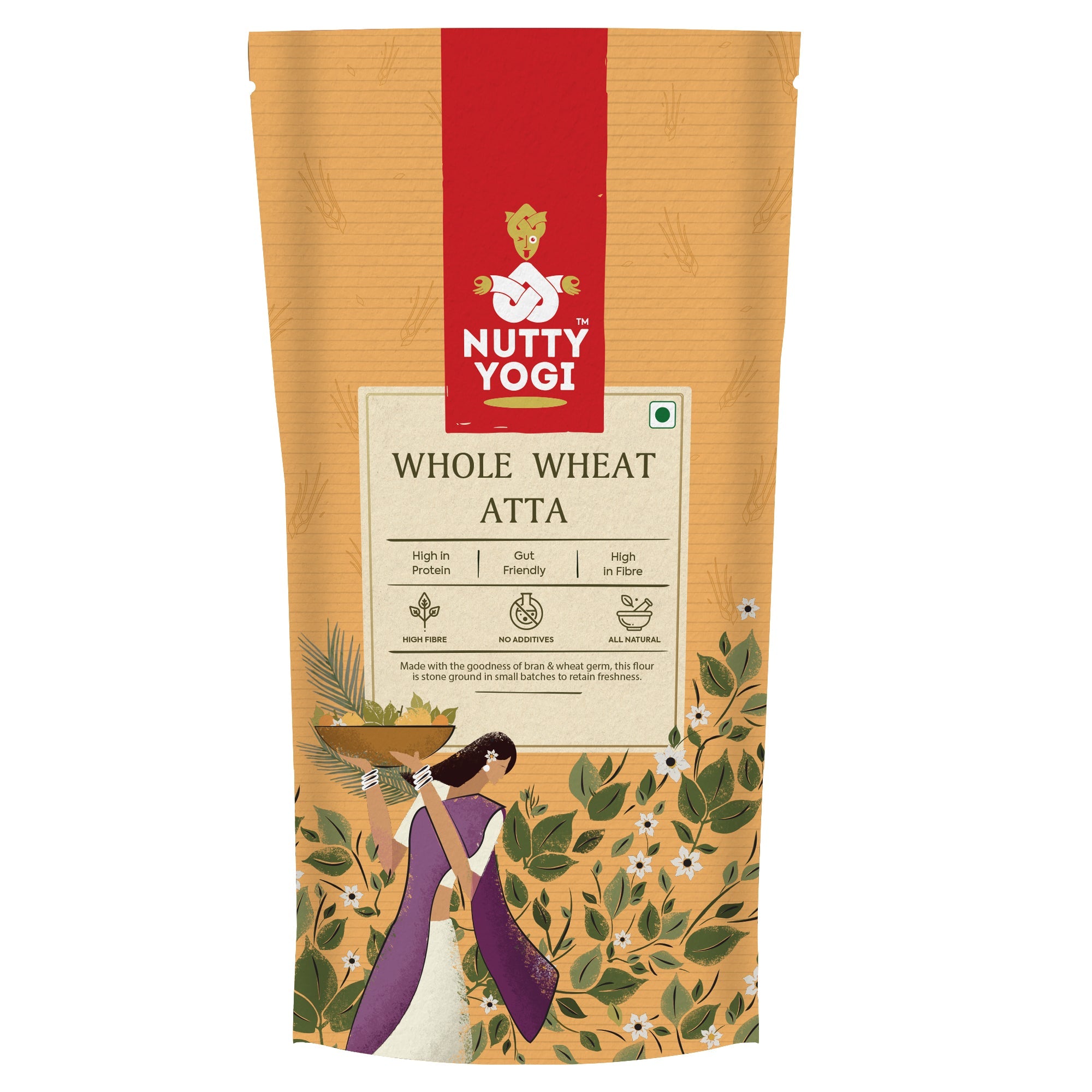 Nutty Yogi Whole Wheat Atta (with Bran & Wheat germ) - Veeha Foods