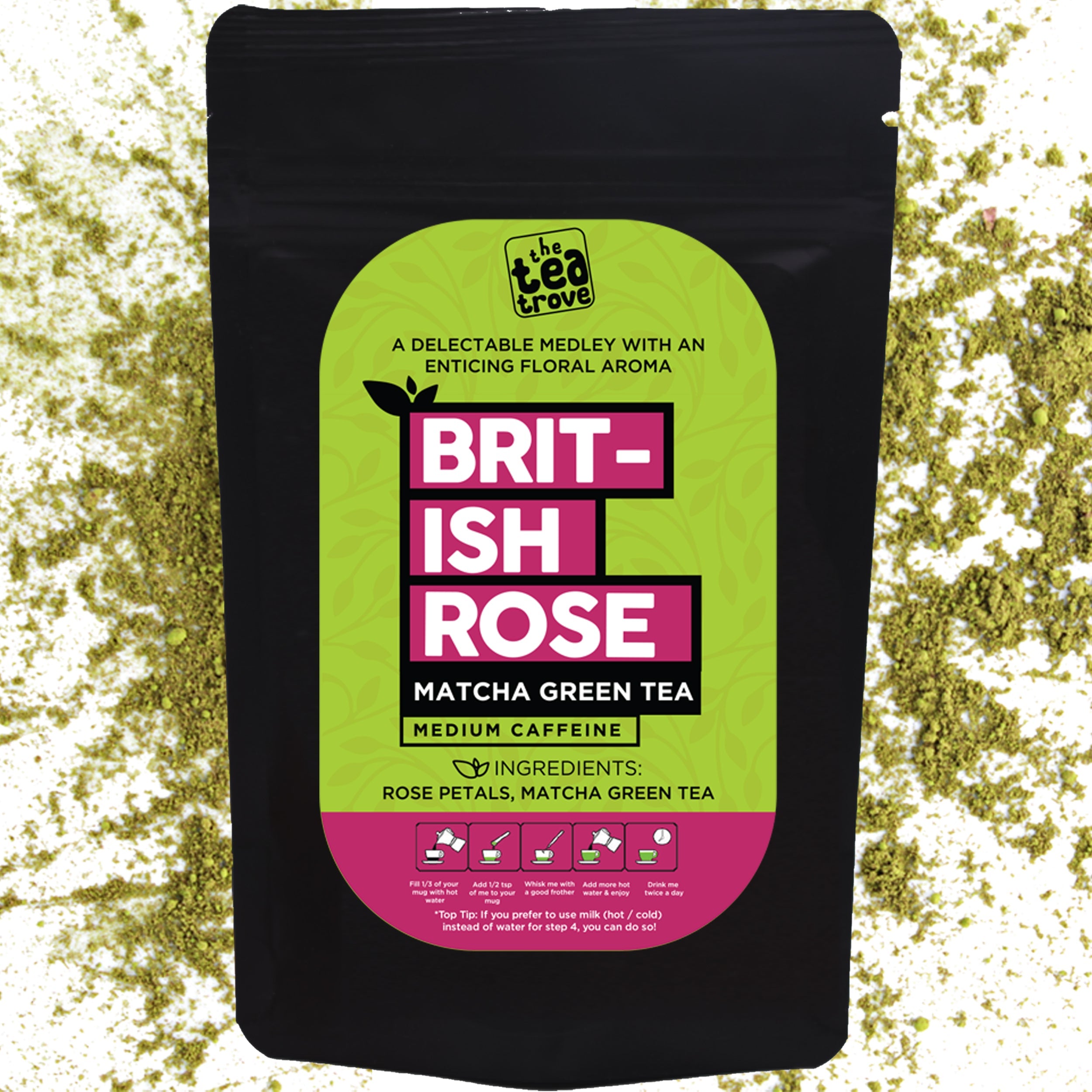 The Tea Trove Organic Rose Matcha Green Tea - 30 gms - Veeha Foods