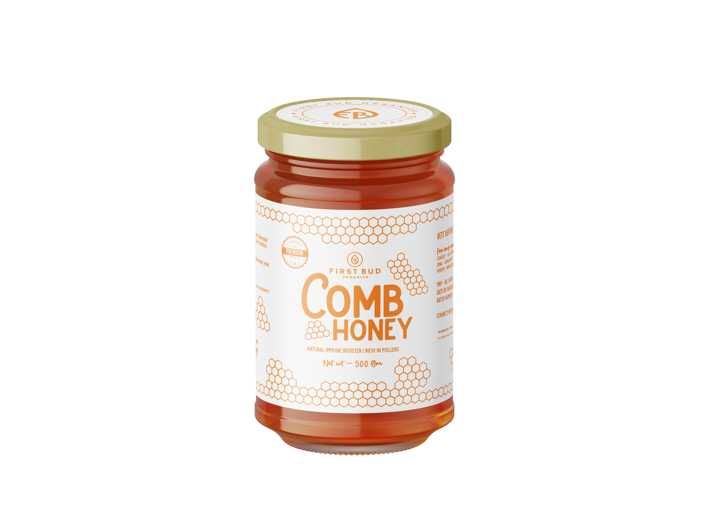 First Bud Organics Raw Comb Honey - 500 gms - Veeha Foods