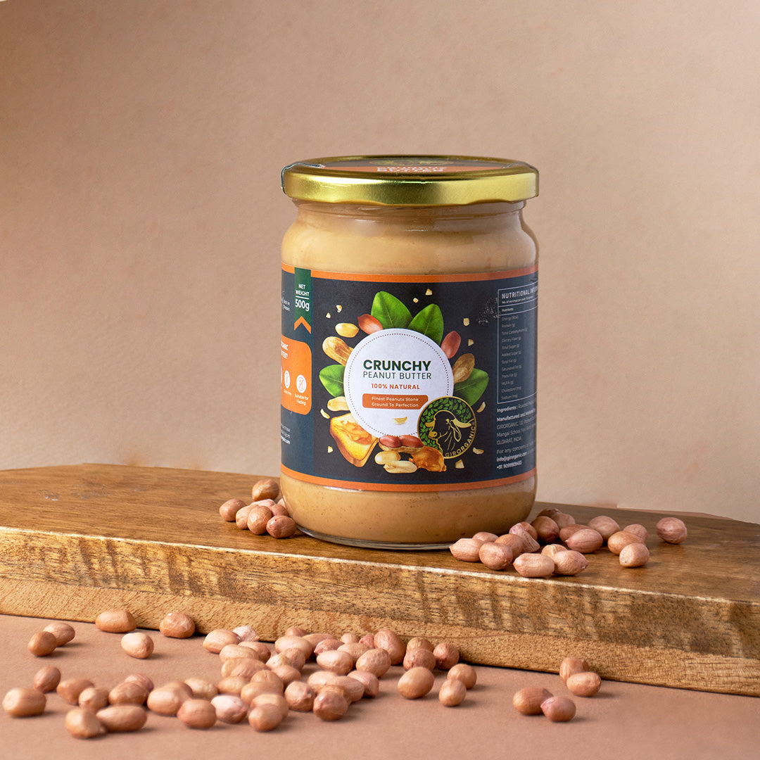 Gir Organic Crunchy Peanut Butter Stone Ground - 500 gms - Veeha Foods