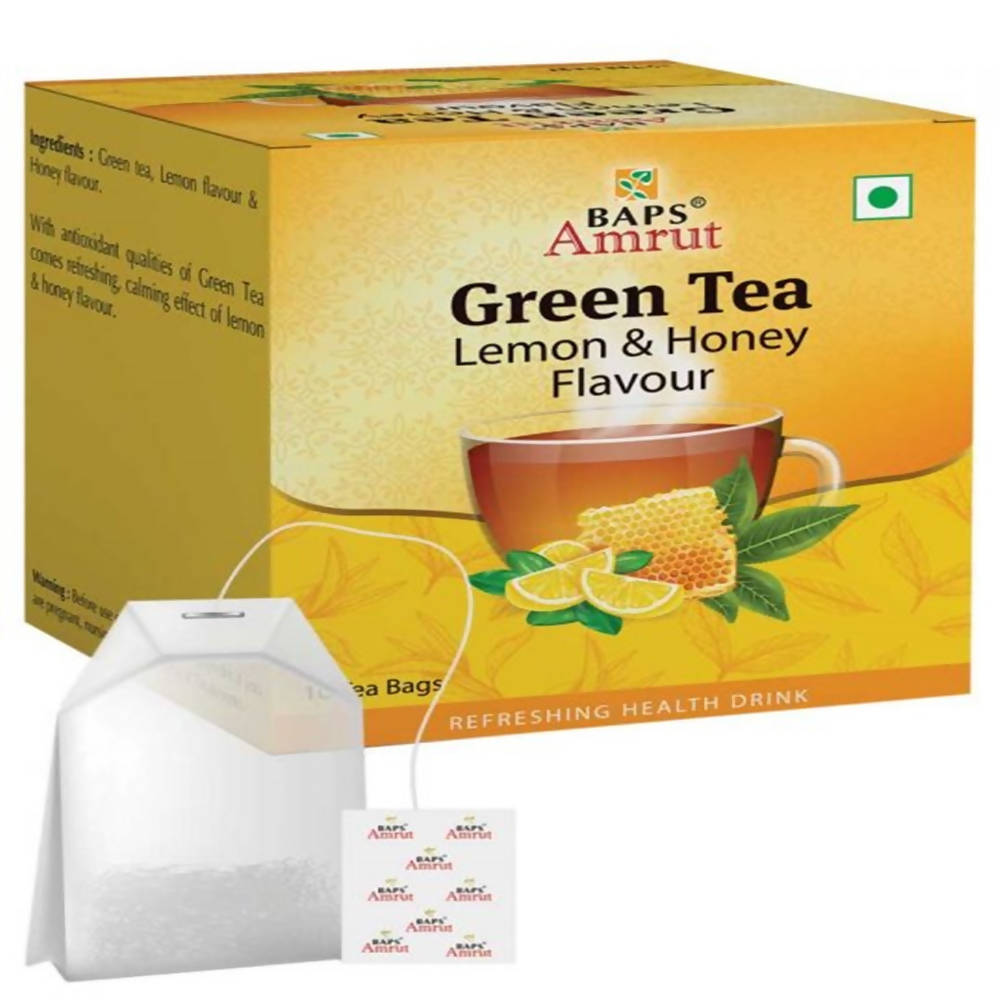Baps Amrut Green Tea with Lemon & Honey Flavour - 10 bags - Veeha Foods