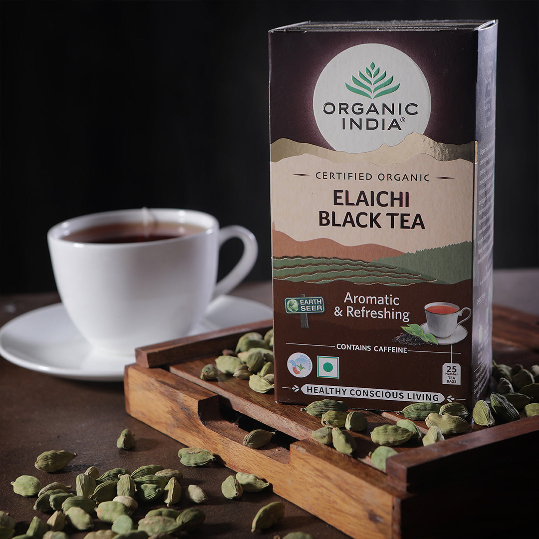 Organic India Elaichi Flavoured Black Tea - 25 Teabags - Veeha Foods