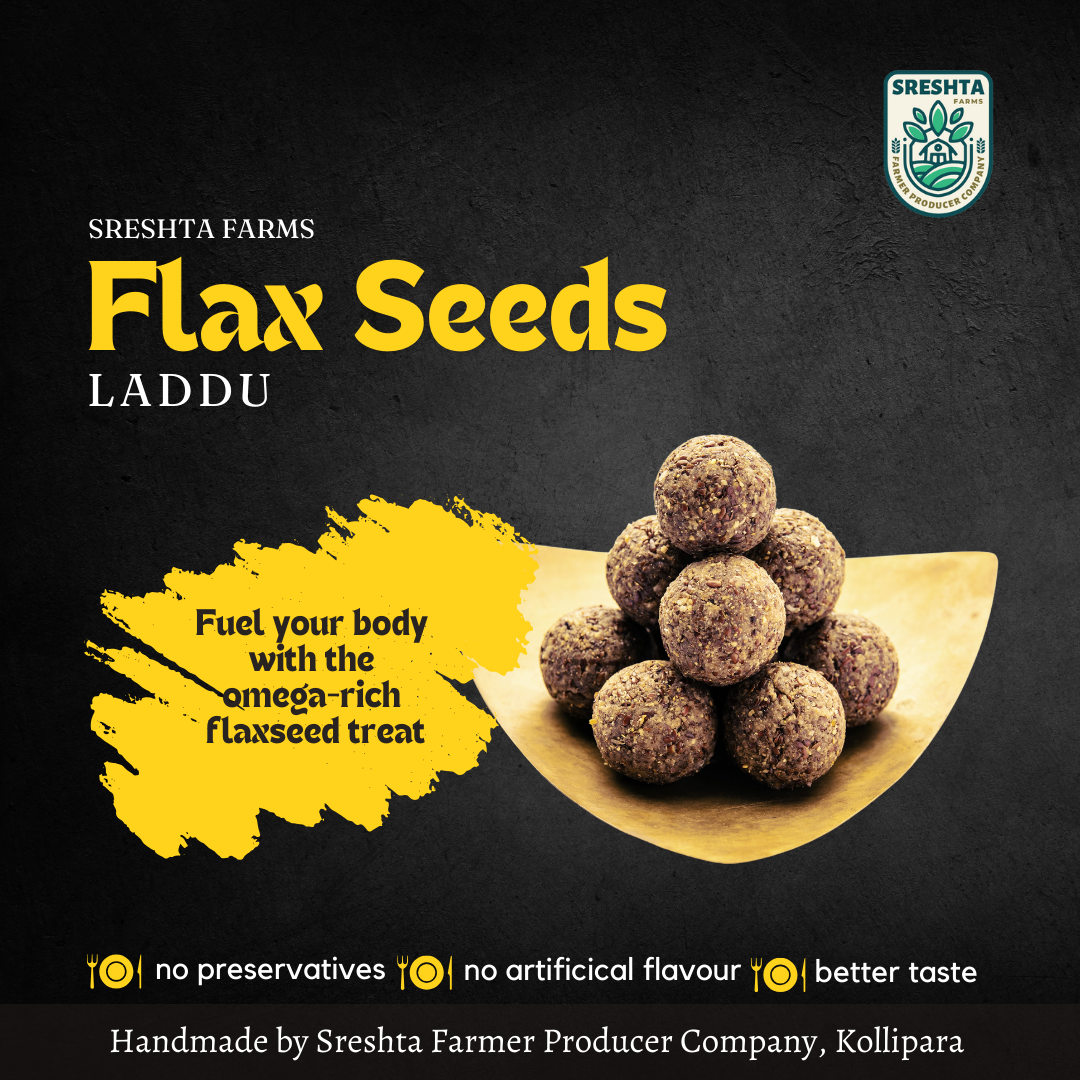 Sreshta Farms Organic Flax Seed (Avisa) Laddu - 250 gms - Veeha Foods
