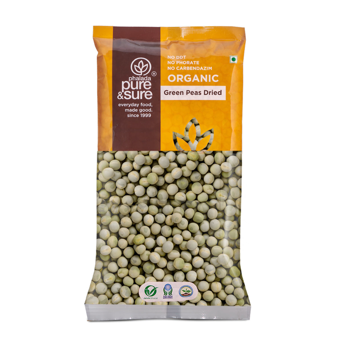 Pure & Sure Organic Green Peas Dried - 500 gms - Veeha Foods