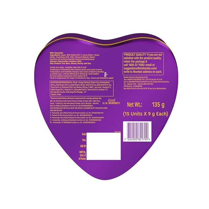 Cadbury Dairy Milk Silk Heart Shaped Valentine's Chocolate Gift Box- 1 ...