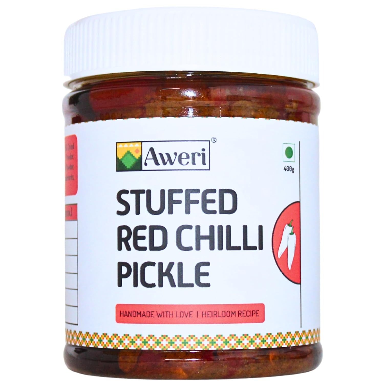 Aweri Stuffed Red Chili Pickle - 400 gms - Veeha Foods
