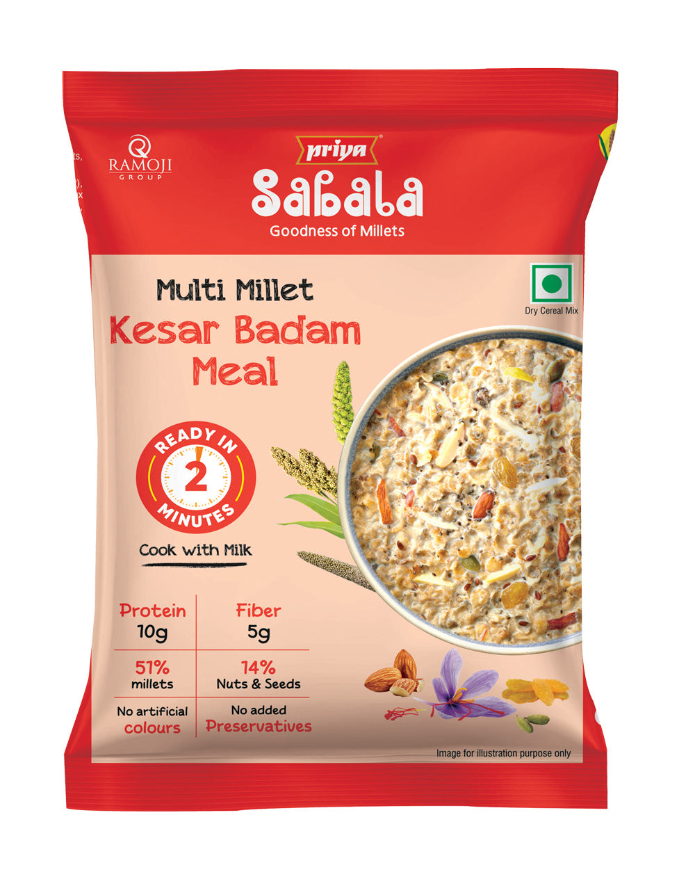 Sabala Multi Millet Kesar Badam Meal - 60 gms - Veeha Foods
