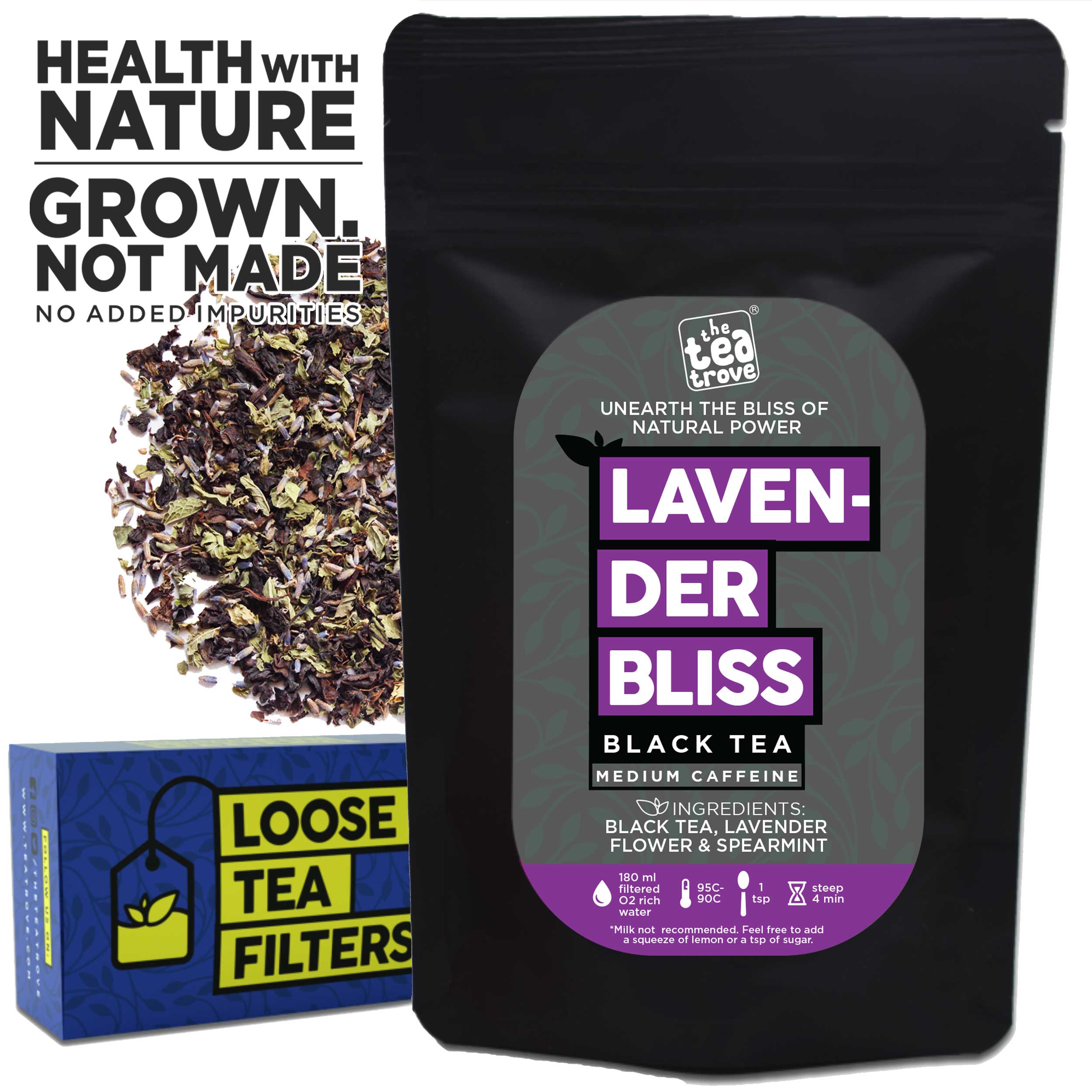 The Tea Trove Lavender Bliss Black Tea - 100 gms - Veeha Foods