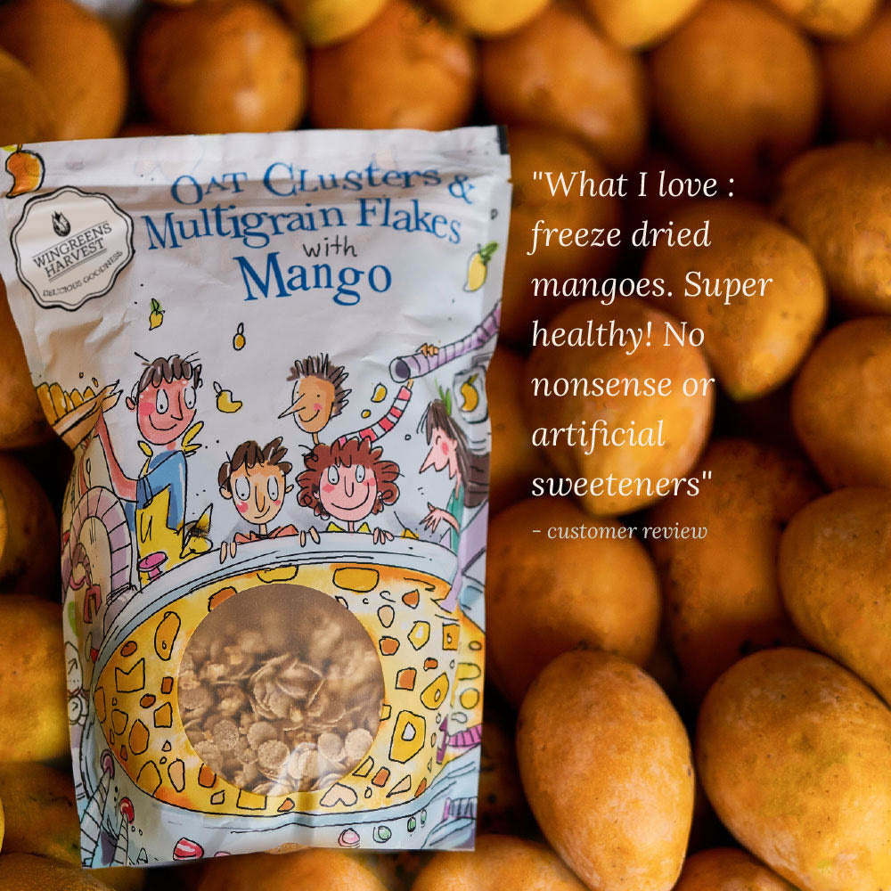 Wingreens Farms Oat Clusters & Multigrain Flakes with Mango - 350 gms - Veeha Foods