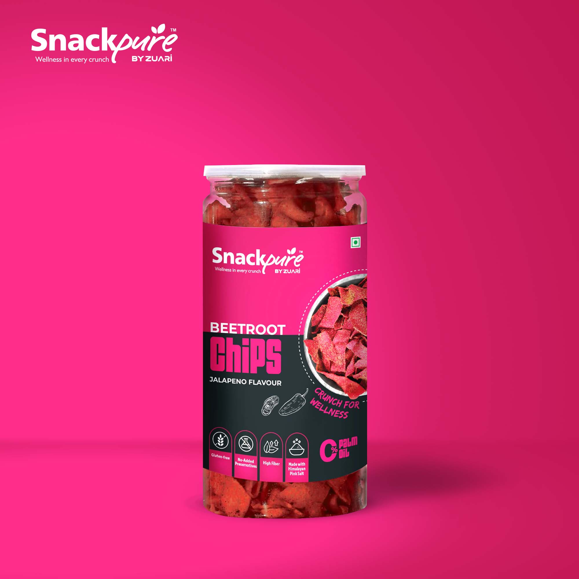 SnackPure Beetroot Chips (Jalapeno) - 140 gms - Veeha Foods