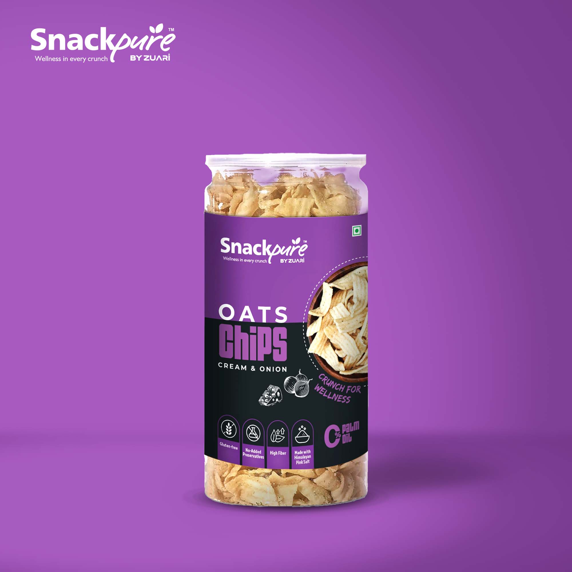 SnackPure Oat chips (Cream & Onion) - 140 gms - Veeha Foods