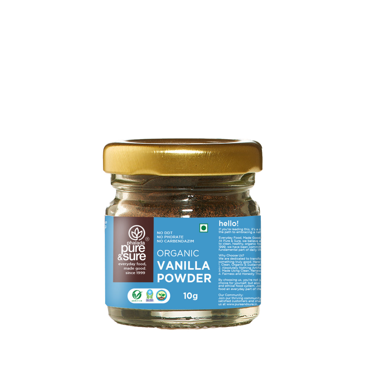 Pure & Sure Organic Vanilla Powder - 10 gms - Veeha Foods